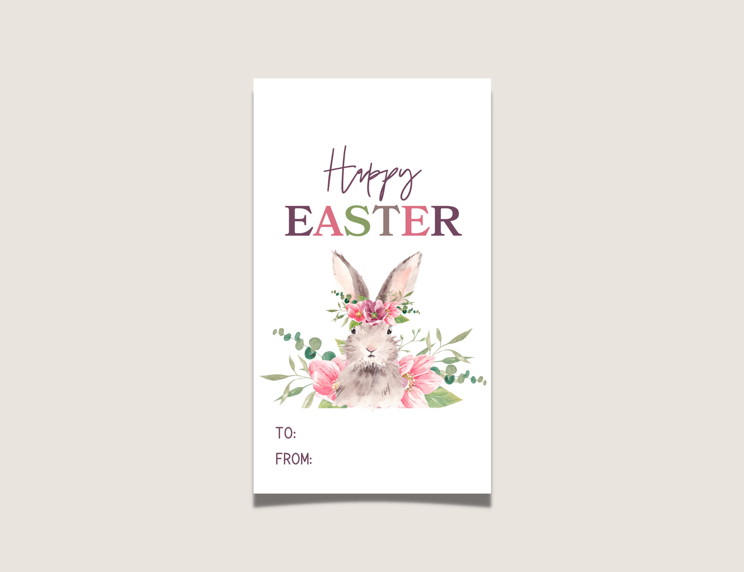 Printable Easter Gift Tag, Instant Download PDF, Happy Easter Basket ...