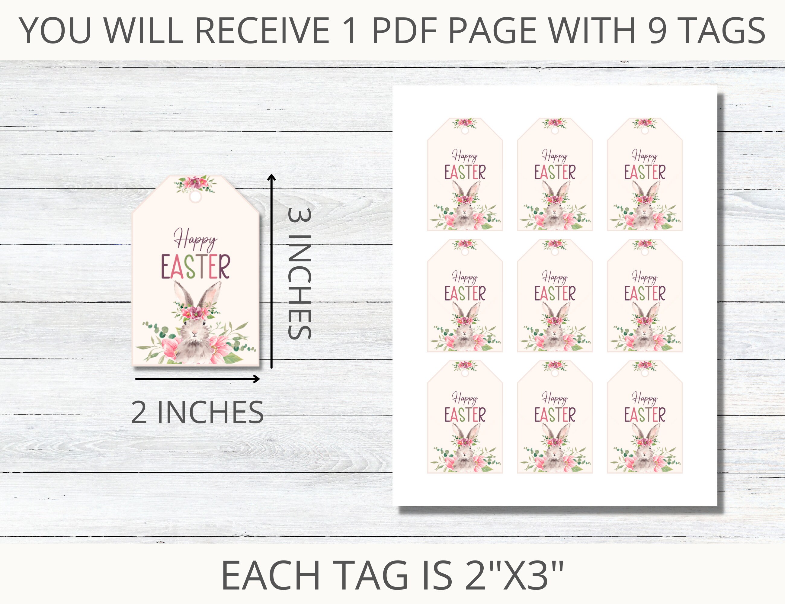 Easter Gift Tag Template, Printable Easter Basket Favor Tags, Easter ...