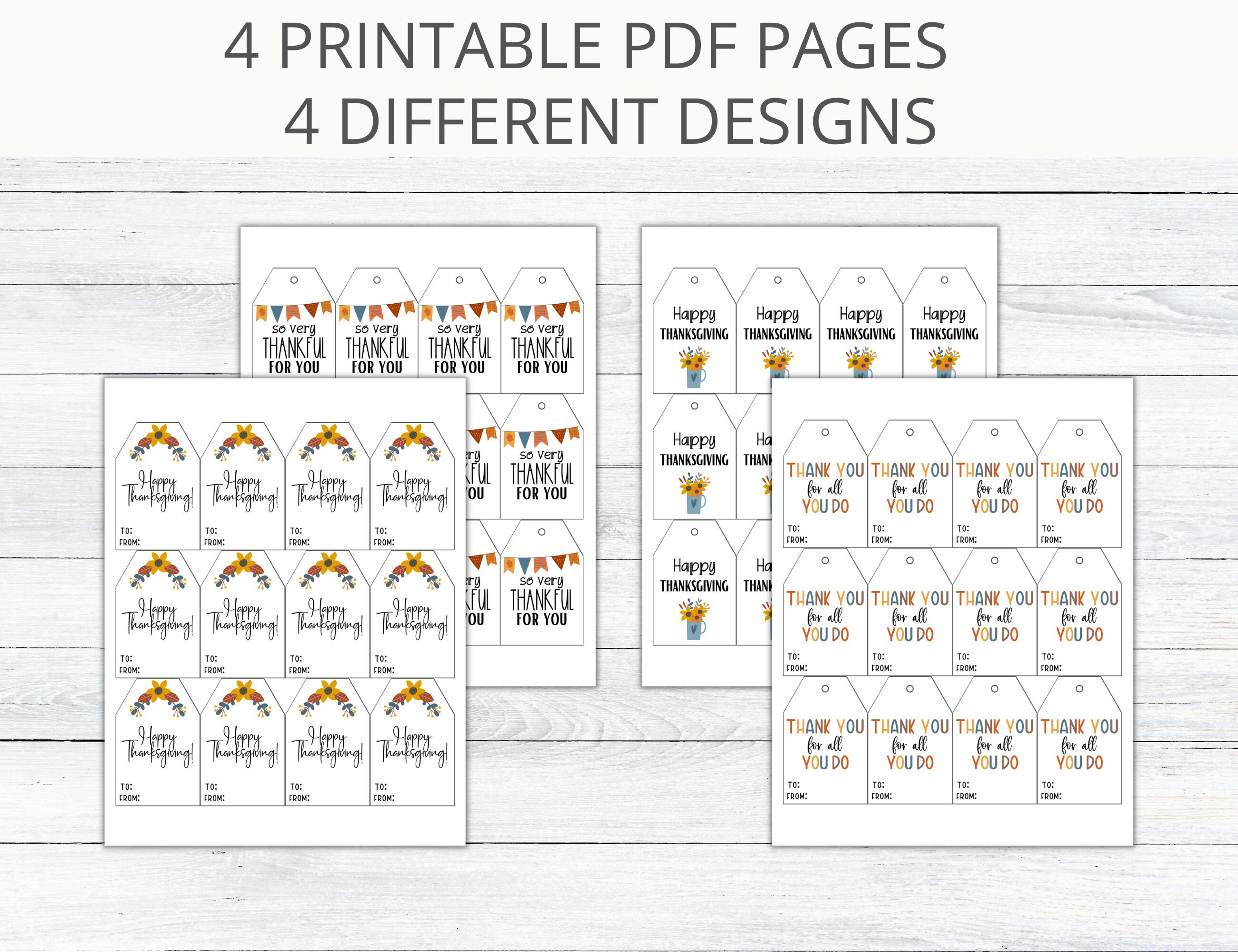 Thanksgiving Gift Tags Printable, Thanksgiving Favor Tags, Printable ...