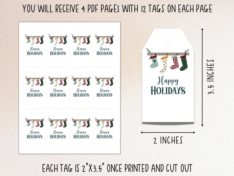 Christmas Gift Tags Printable PDF Instant Digital Download - Etsy