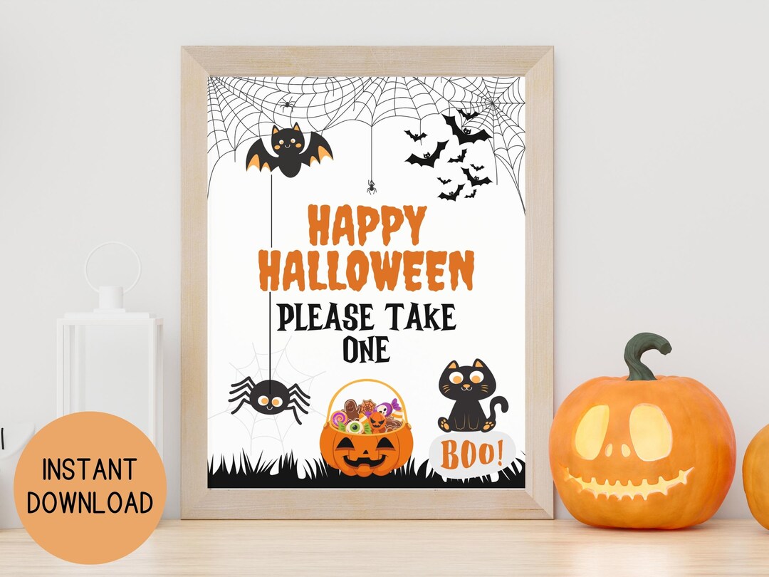Please Take One Sign Halloween Trick or Treat Sign Halloween Party ...