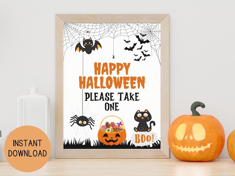 Please Take One Sign Halloween Trick or Treat Sign Halloween Party ...