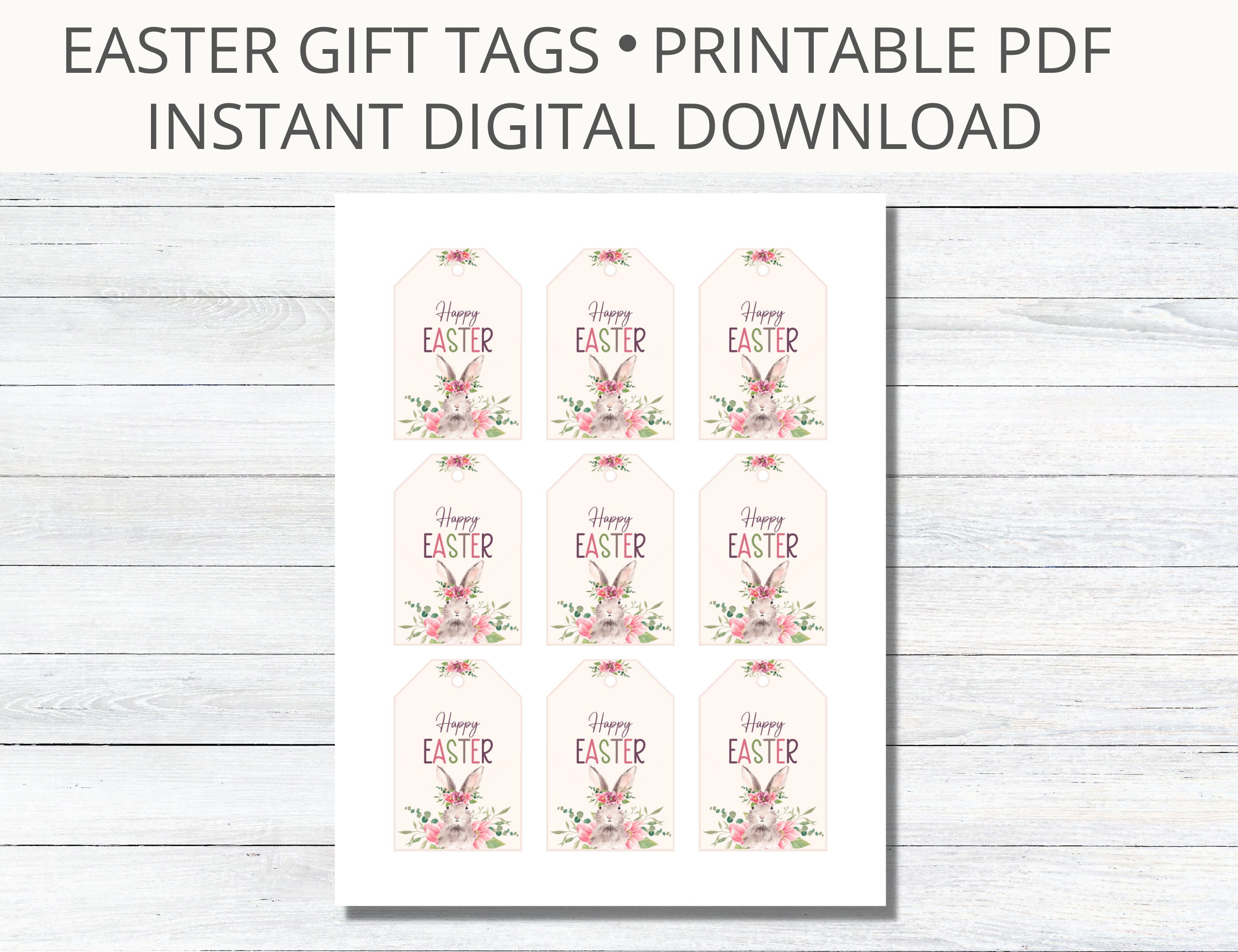Easter Gift Tag Template, Printable Easter Basket Favor Tags, Easter ...