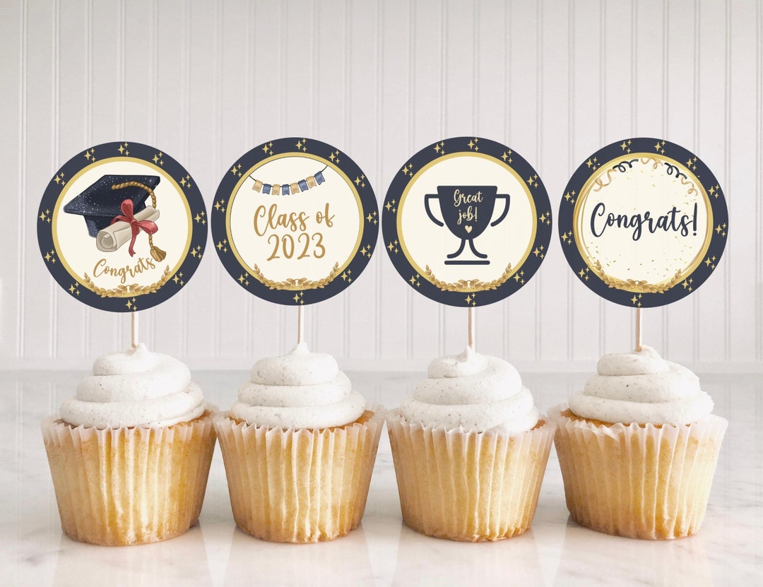 Printable Graduation Cupcake Toppers 2023, Instant Digital Download PDF ...