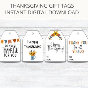 Thanksgiving Gift Tags Printable, Thanksgiving Favor Tags, Printable ...