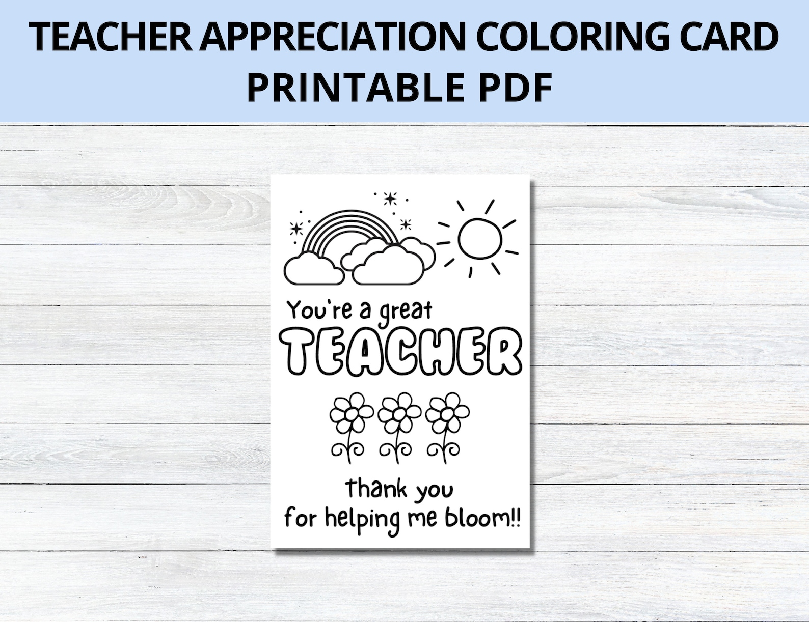 Printable Teacher Appreciation Coloring Card, Instant Digital Download ...