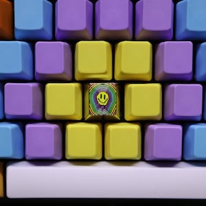 Rainbow Smiley Metal Artisan Keycap - Trippy Keycap - Drip Smile ...