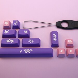 12 Keycaps Set Blooming Flowers PBT Keycaps for Mechanical Keyboards ...