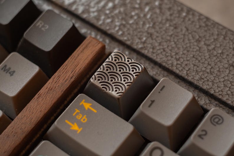 Seigaiha Artisan Metal Keycap: Antique Nickel Esc, Enter & Spacebar - Etsy