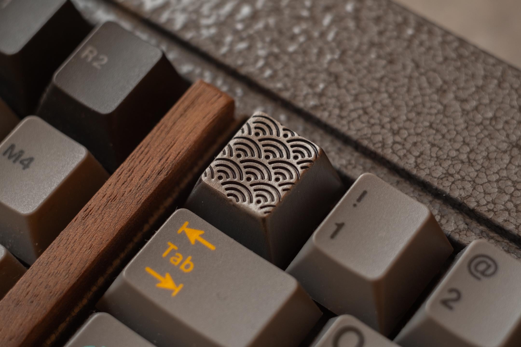 Seigaiha Artisan Metal Keycap: Antique Nickel Esc, Enter & Spacebar - Etsy
