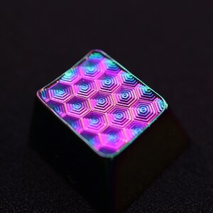 Geometry Theta Metal Artisan Keycap - Iridescent Anodized Plating ...