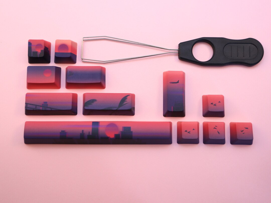 Buy 12 Keycaps Set Sunset City PBT Keycaps for Mechanical Keyboards ...