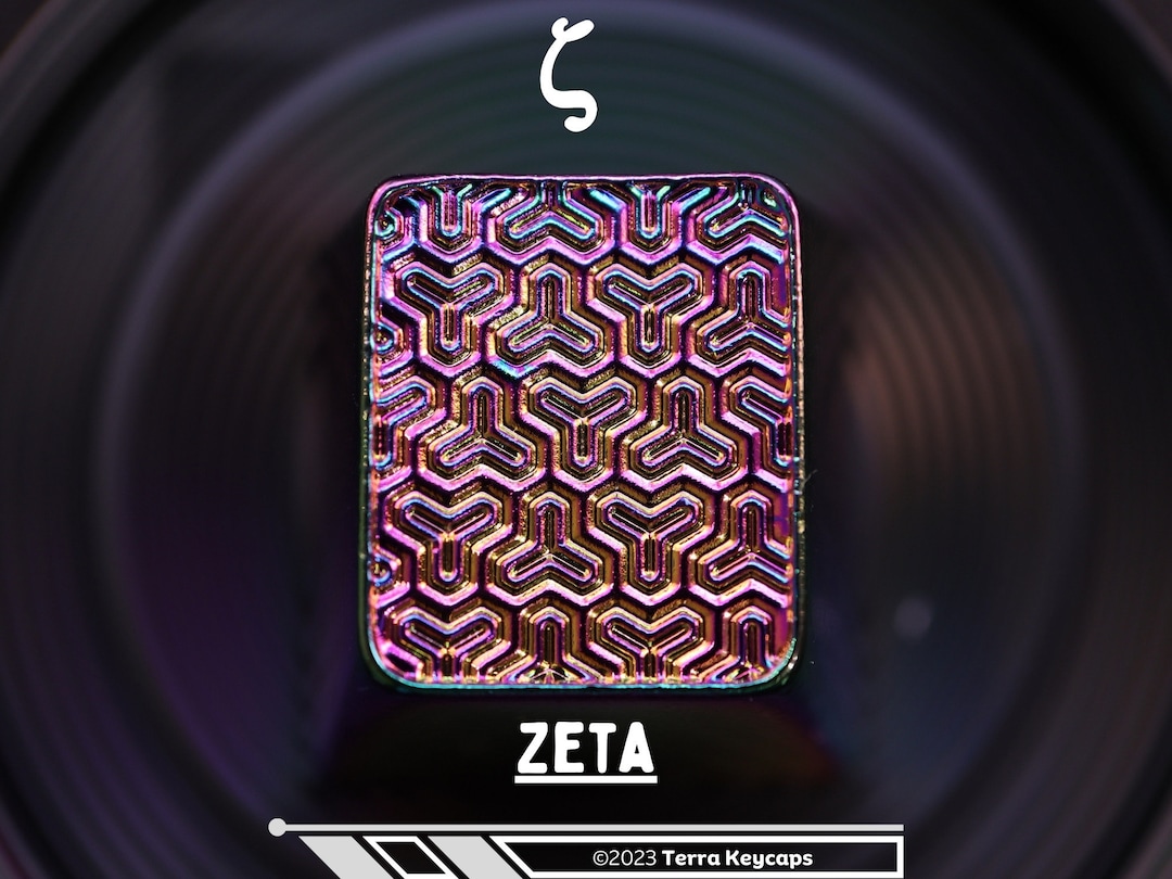 Geometry Zeta Metal Artisan Keycap - Iridescent Anodized Rainbow Finish ...
