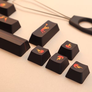 12 Keycaps Set Flaming Basketball PBT Keycaps for Mechanical Keyboards ...