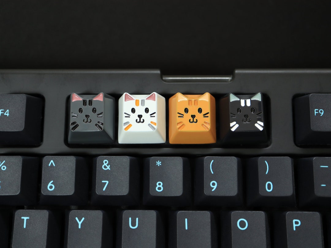 Cute Cat Metal Artisan Keycaps - Custom Mechanical Keyboard Cute Keycap ...