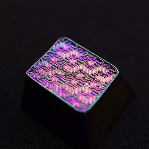 Geometry Zeta Metal Artisan Keycap - Iridescent Anodized Rainbow Finish ...