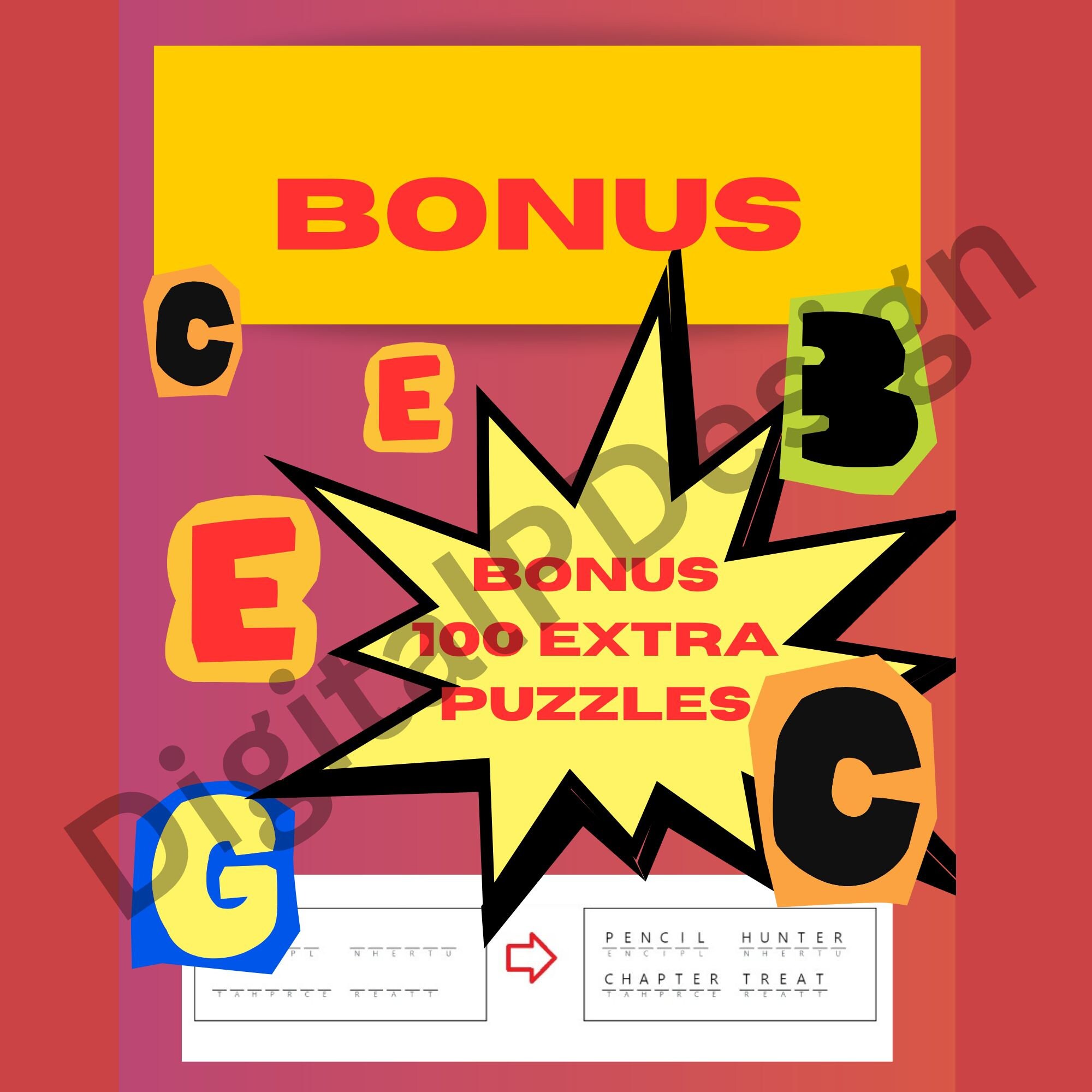 Word Scramble Printable Puzzle Game | Bonus Hard Puzzles (instant ...