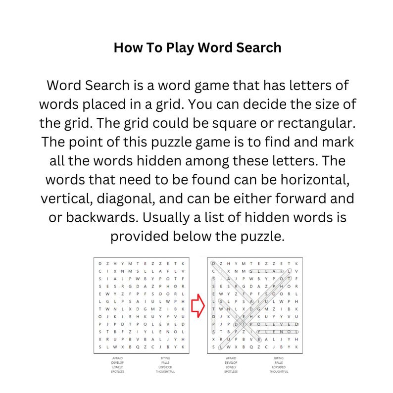 Large Print Word Search Puzzles, 50 Themed Puzzles (PDF Pattern) - Etsy