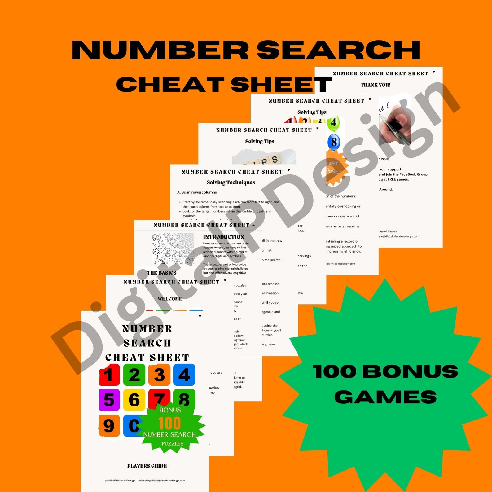 Number Search Cheat Sheet Printables | 200 Medium Number Search Puzzles ...