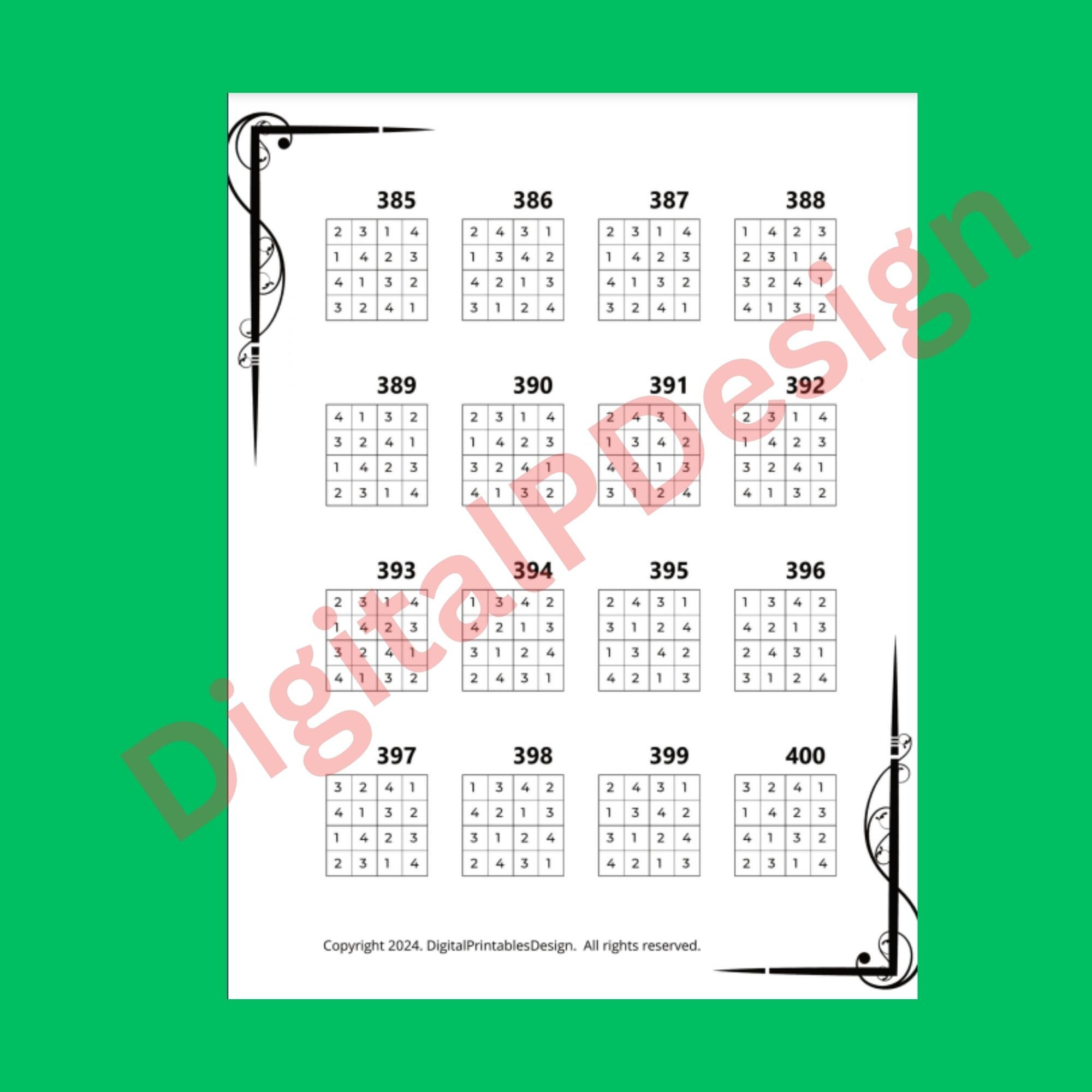 Easy Sudoku 4x4 Grid Digital Printable Puzzle 300 Puzzles Plus Sudoku ...