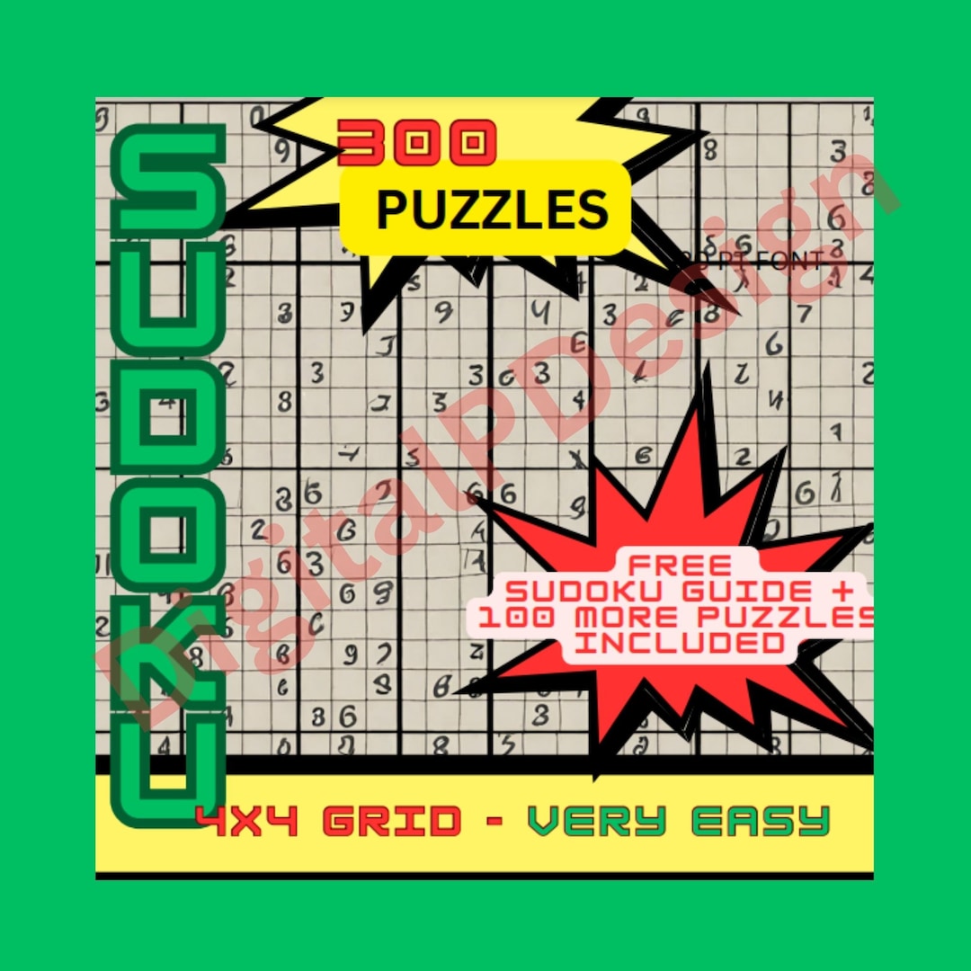 Very Easy Sudoku 4x4 Grid Printables for Sudoku Puzzle Lovers| 300 ...