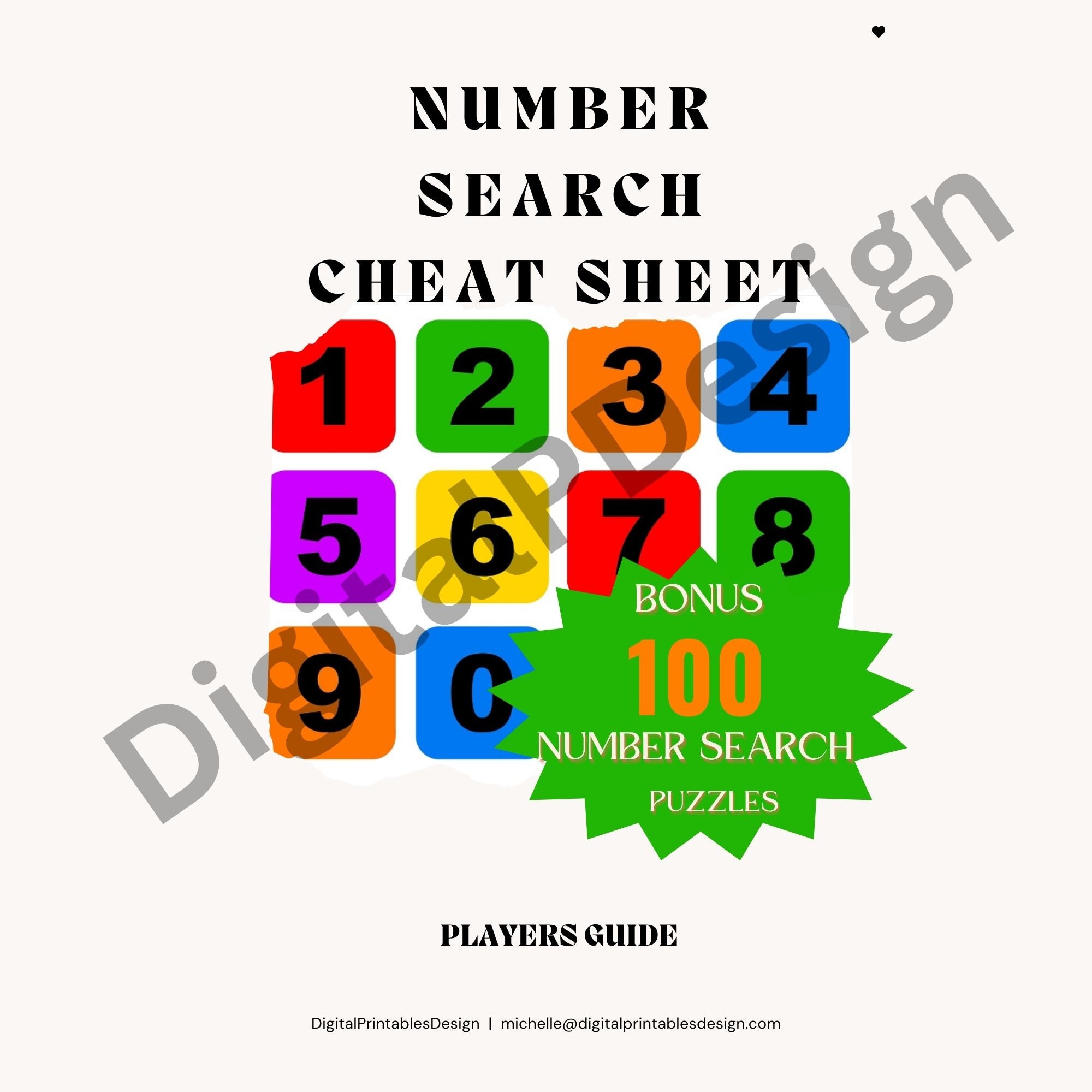 Number Search Cheat Sheet Printables Fun and Easy Number Search Puzzles ...