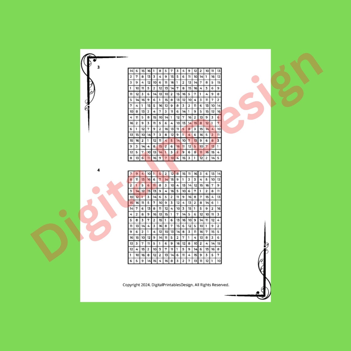 Easy Level Sudoku 16x16 Grid Printables Sudoku Puzzle Lovers 100 ...