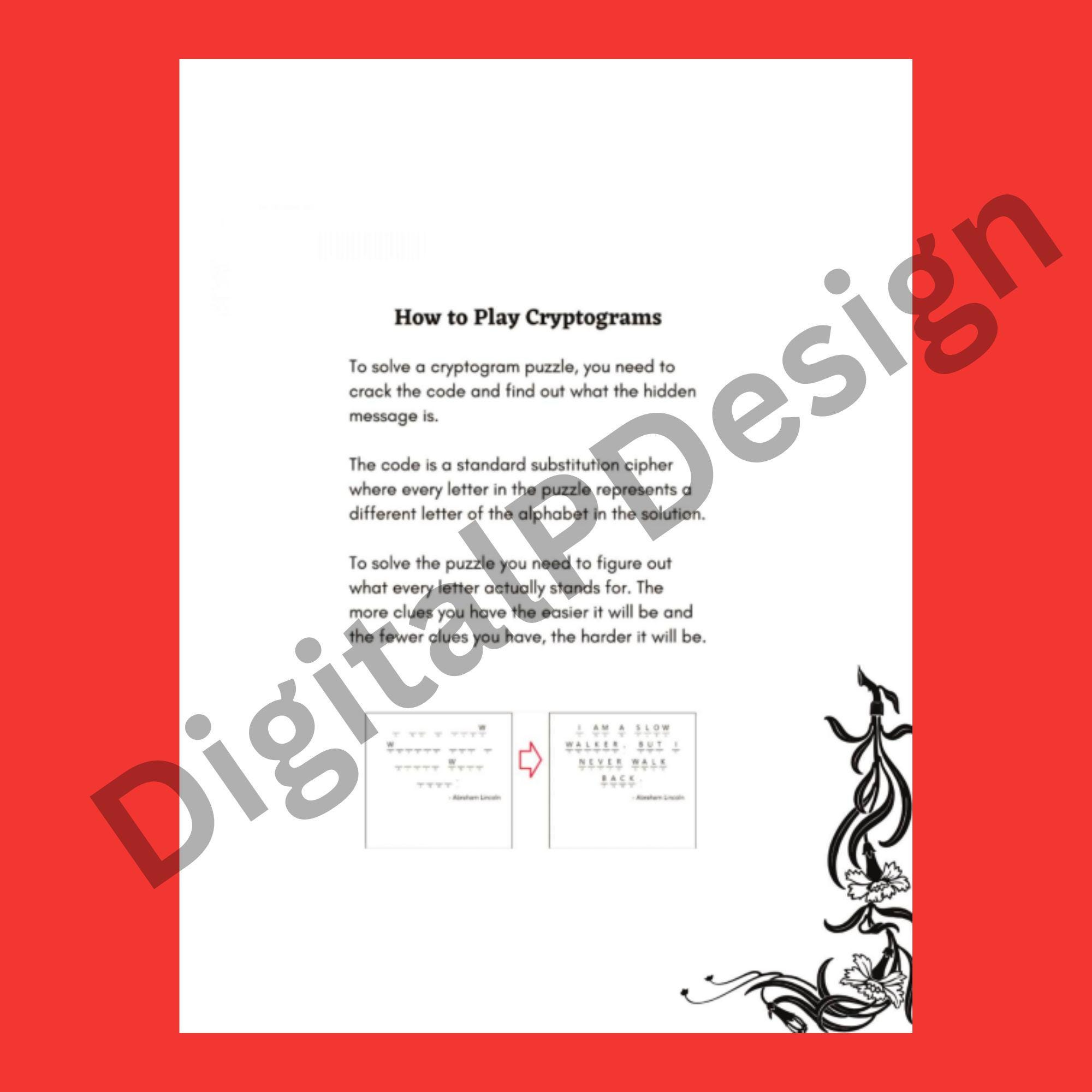 Large Print Cryptograms for Adults, Seniors, Fun Puzzles With Solutions ...