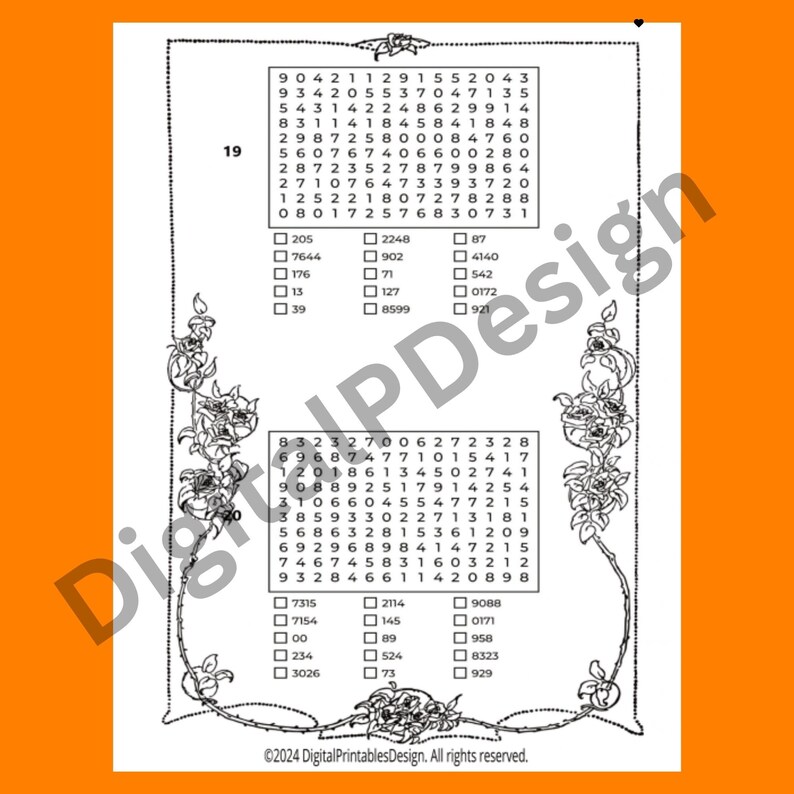 Number Search Cheat Sheet Printables | 200 Easy Number Search Puzzles ...