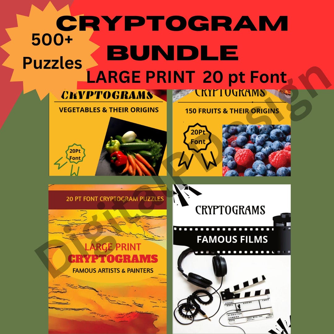 Large Print Cryptograms BUNDLE for Adults, Seniors, Fun Puzzles With ...
