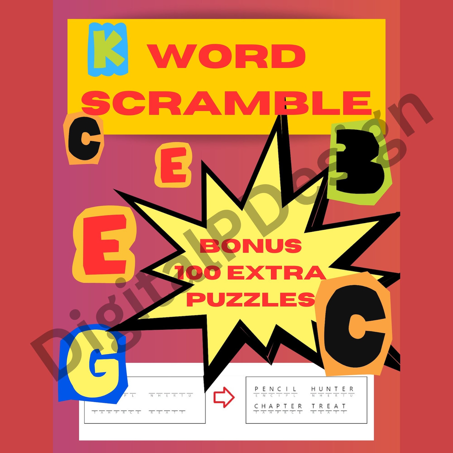 Word Scramble Printable Game Puzzle|easy Games With Bonus Hard Word ...
