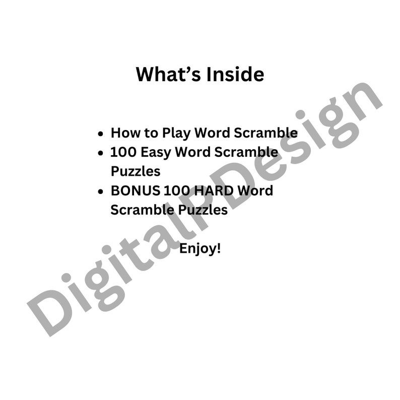 Word Scramble Printable Game Puzzle|easy Games With Bonus Hard Word ...