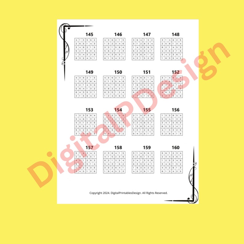 Extreme Sudoku 6x6 Grid Printables | Sudoku Puzzle Lovers| 300 Digital ...