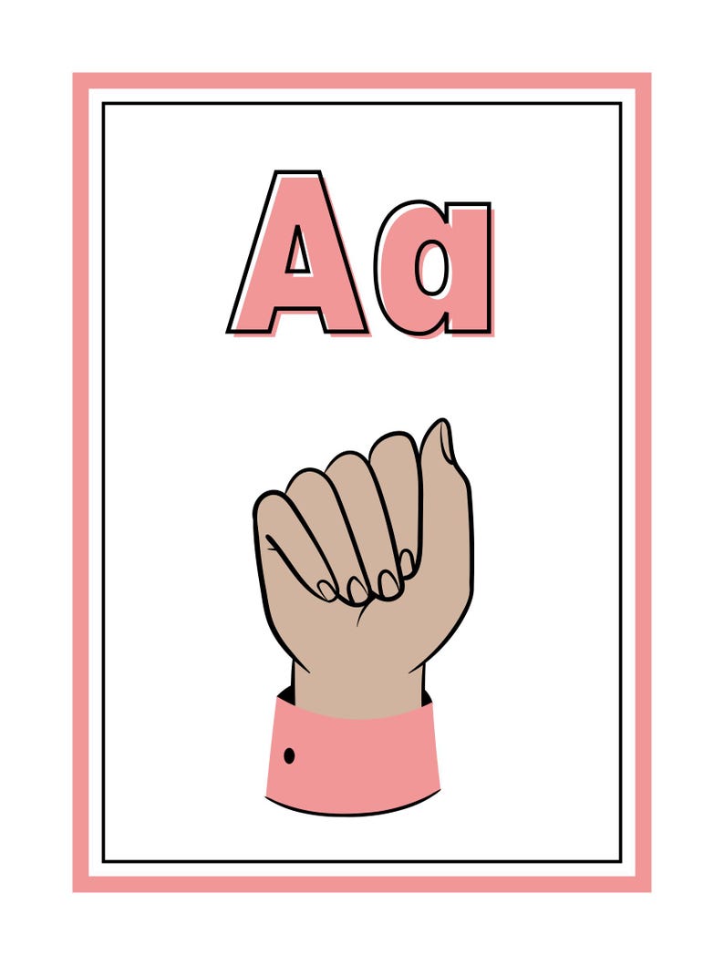 Learning Sign Language Printable Flash Cards for Children - Etsy