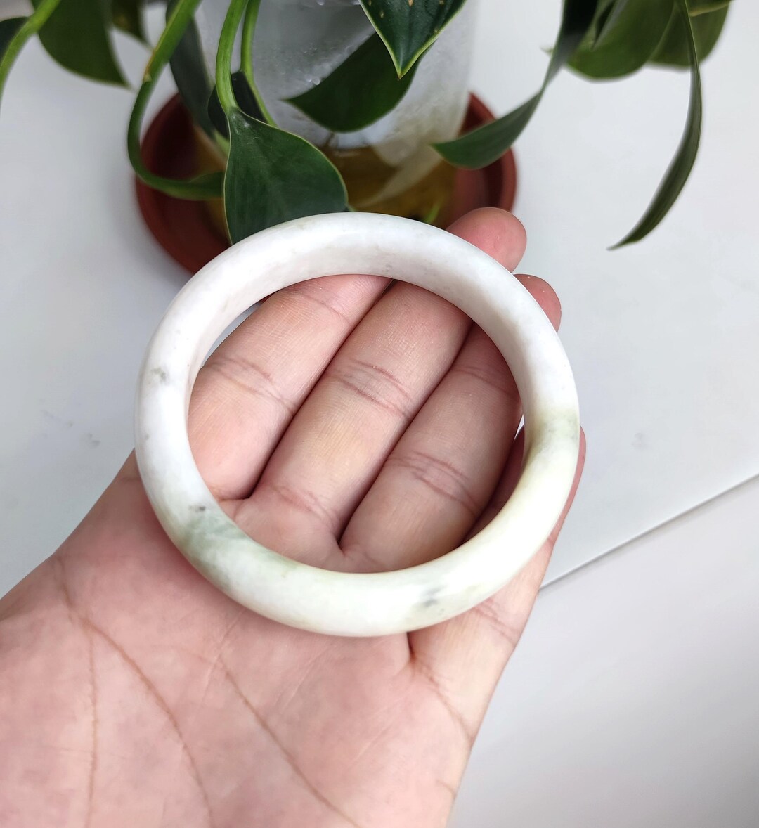 Real Jade Bangle 61mm Serpentine Bangle: Two Tone New Jade Bracelet - Etsy
