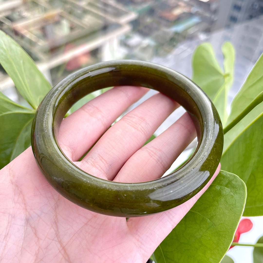 Real Jade Bangle Serpentine Bangle: Natural Xiu Jade (61mm) - Etsy