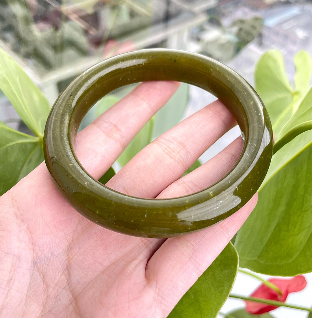 Real Jade Bangle Serpentine Bangle: Authentic Xiu Jade (62mm) - Etsy