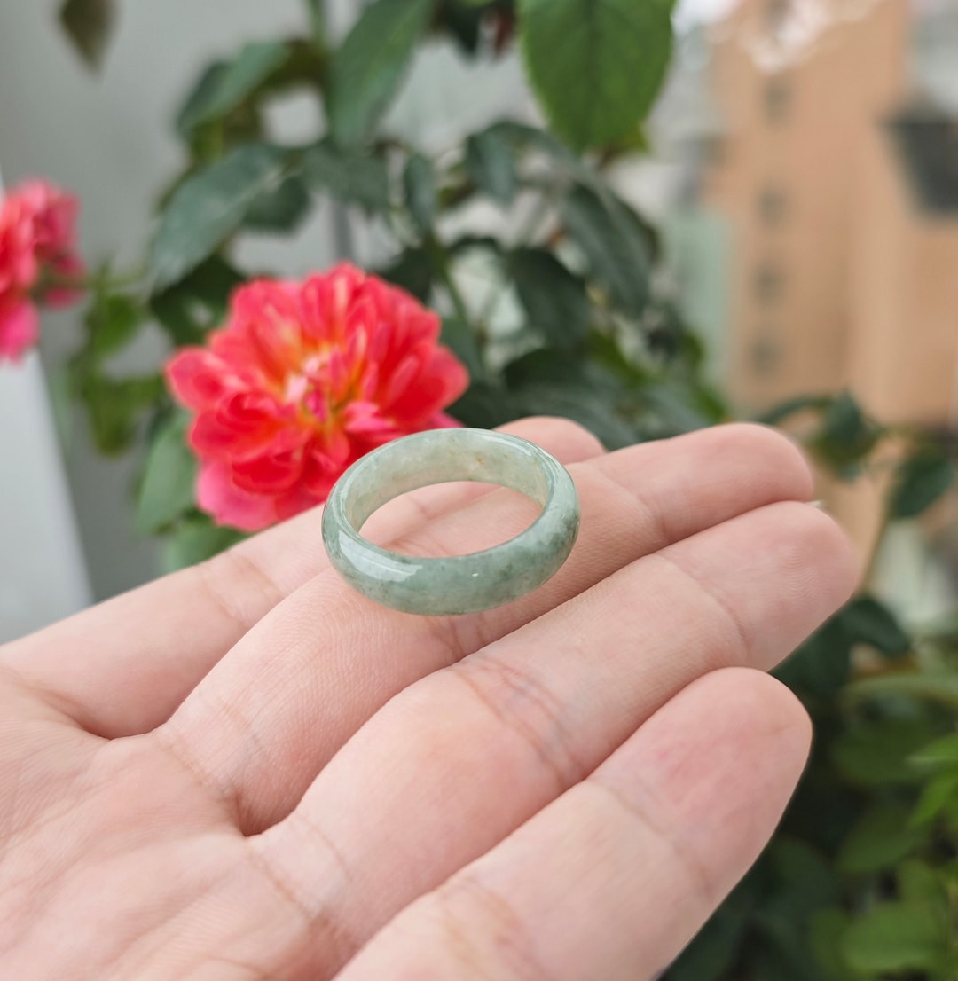 Anillo de jade real de 9 US, jadeíta birmana natural genuina, grado A ...