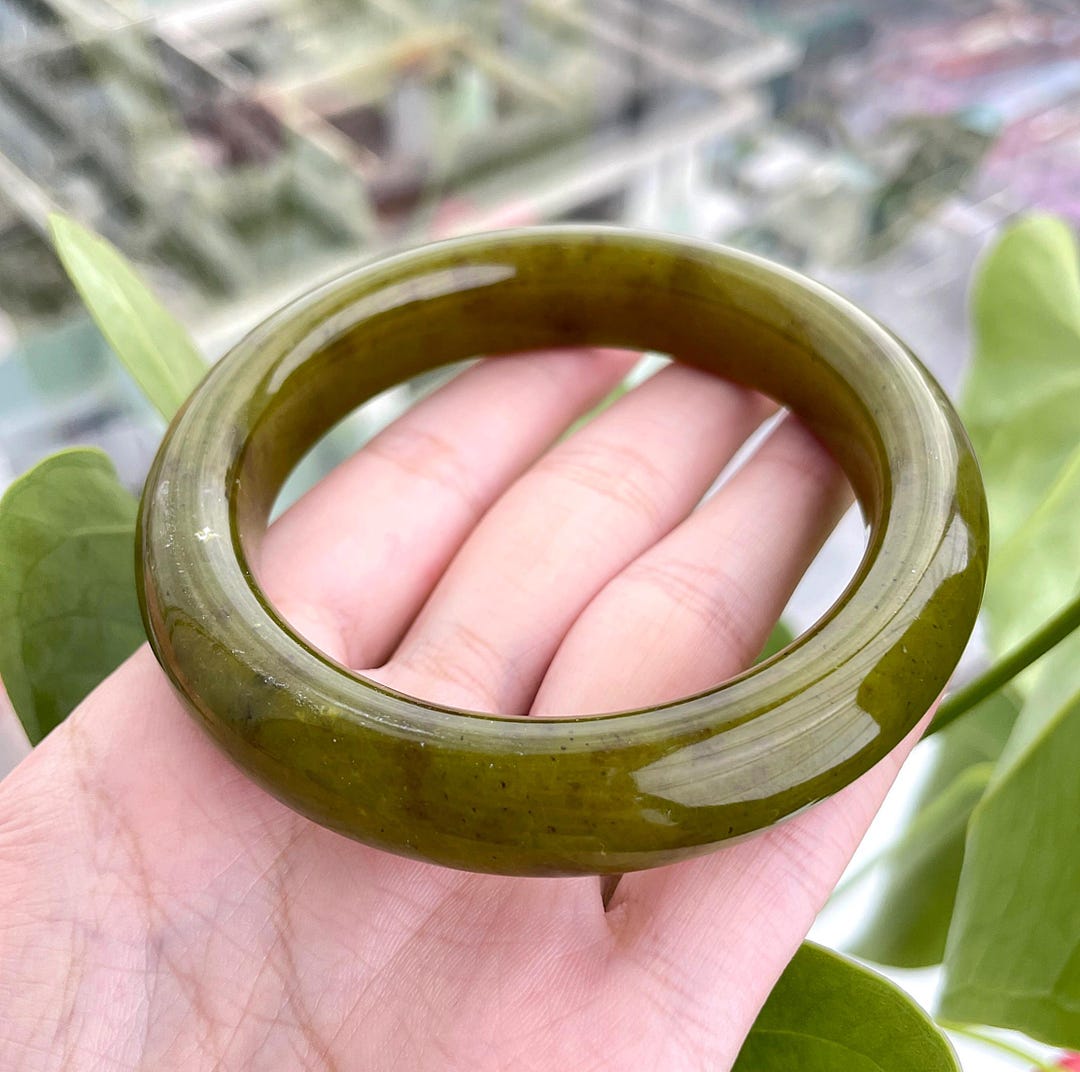 Real Jade Bangle 60mm Green Serpentine Bangle: Authentic Xiu Jade - Etsy