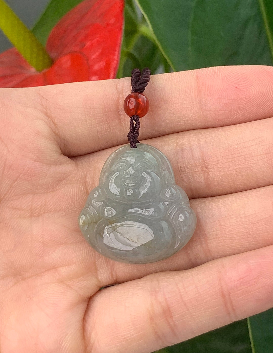 Authentic Laughing Buddha Jade Pendant Natural Burmese Jadeite Genuine ...