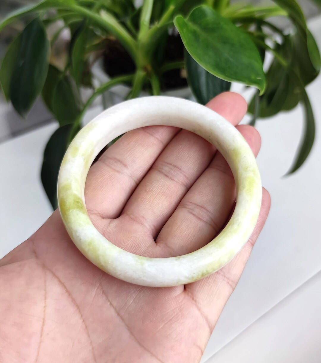 Real Jade Bangle Serpentine Bangle: Two Tone Natural Jade (60mm) - Etsy