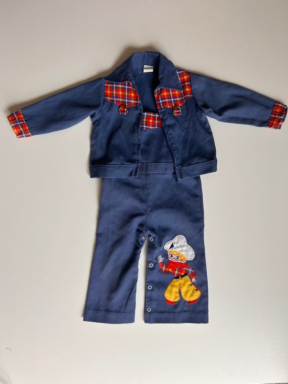 24 mo- Vintage Cowboy 2pc Denim Overall Jacket Set - … - Gem