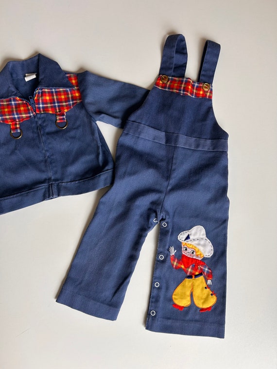24 mo- Vintage Cowboy 2pc Denim Overall Jacket Set - … - Gem