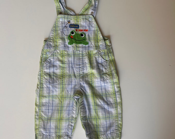 3-6 Mo- Plaid Frog Overalls- Vintage Baby Frog Plaid Overalls - Etsy