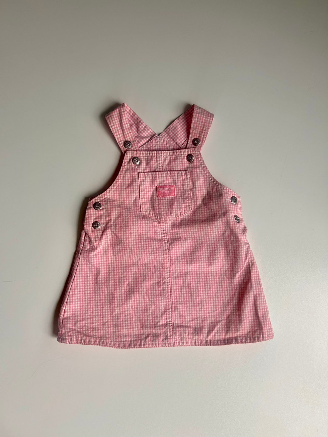 2T Oshkosh Pink Denim Overall Dress Pink Vintage Oshkosh Dress Gingham ...