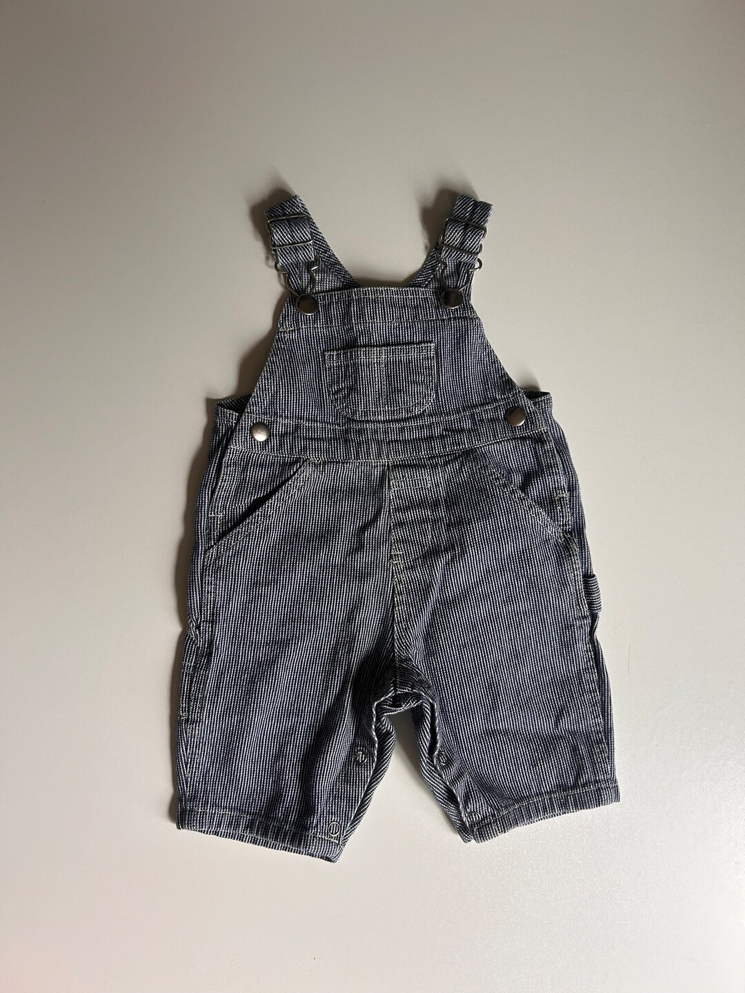 3-6 Mo- Navy Pinstripe Carpenter Overalls - Vintage Striped Engineer ...