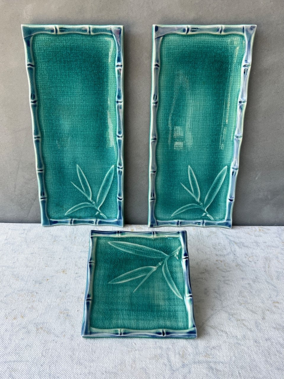 3 Ceramic Bamboo Plates - Etsy