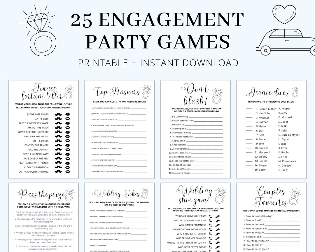 Engagement Party Games Bundle Engagement Party Games - Etsy