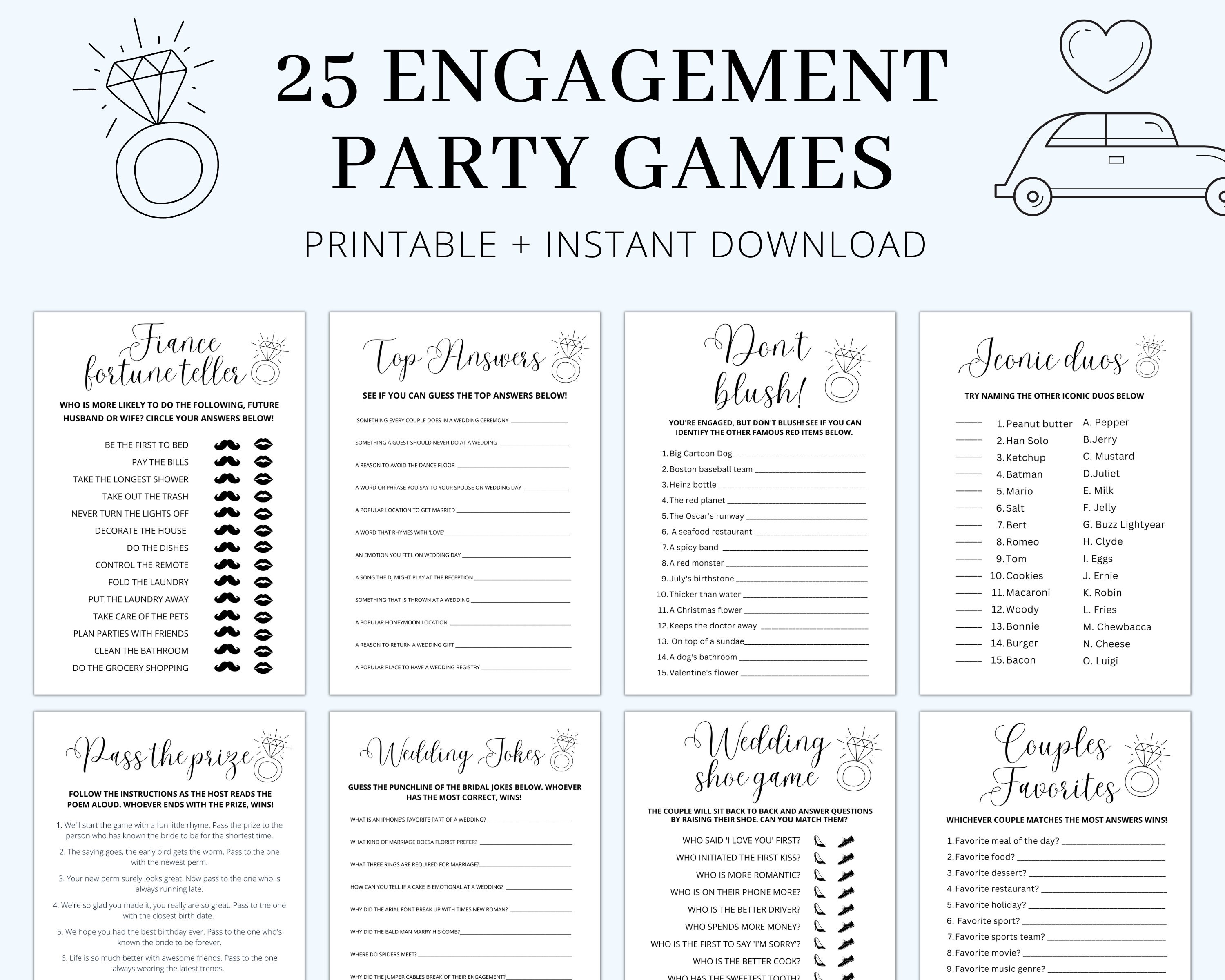 Engagement Party Games Bundle Engagement Party Games - Etsy