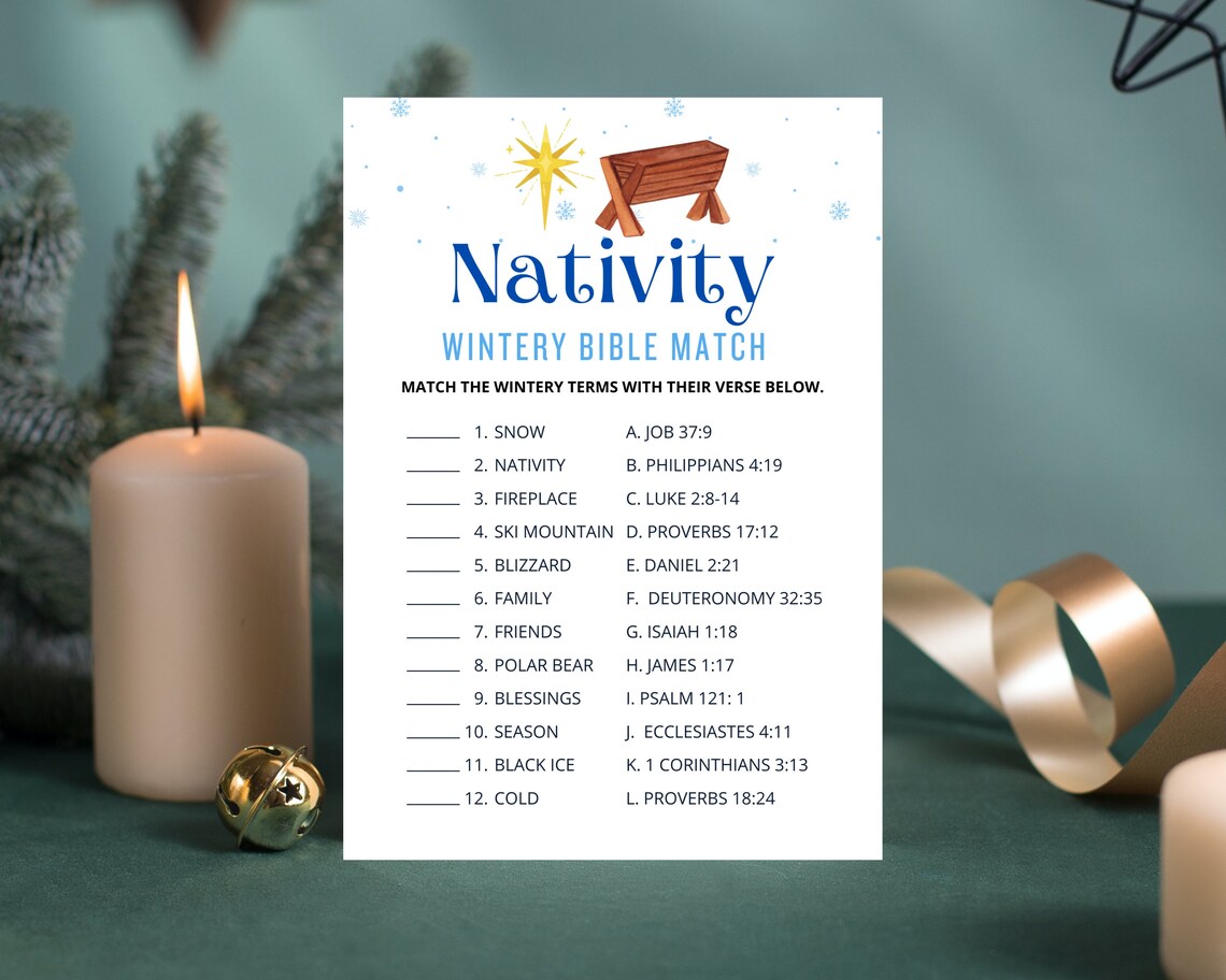 Wintery Bible Match Game | Church Christmas Party (digital Download) - Etsy